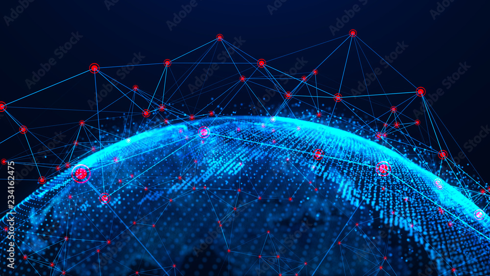 Global network concept. World map point. Global network planet Earth ...