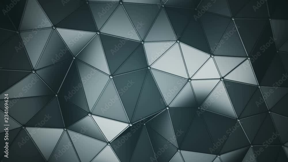 Triangulated polygonal surface. Abstract 3D render of futuristic low ...