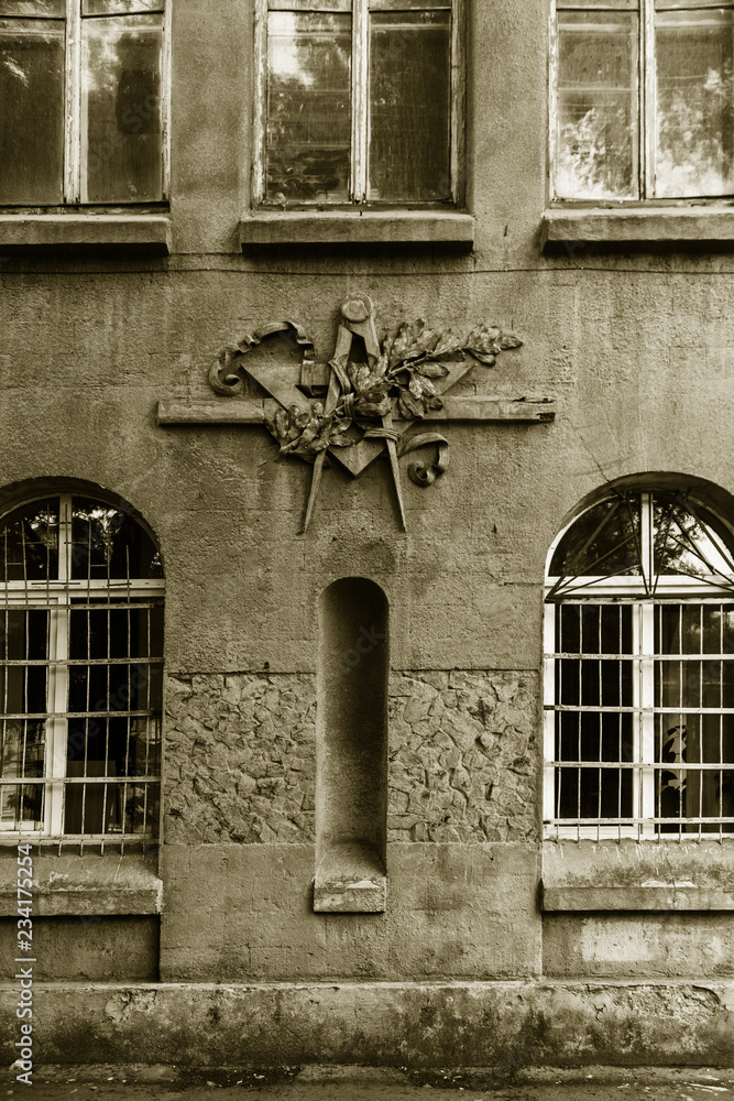 Grunge freemasonry emblem on a dramatic background - masonic triangle ...