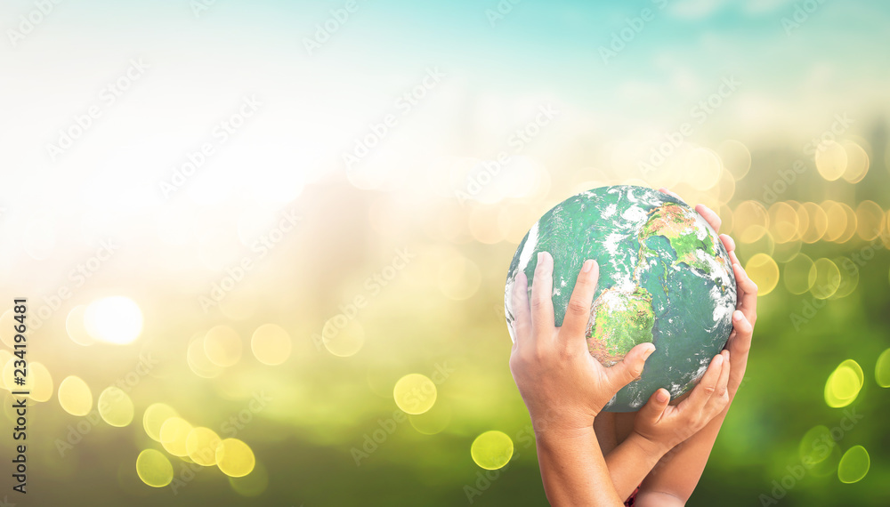 World environment day concept: Human hands holding earth global over ...