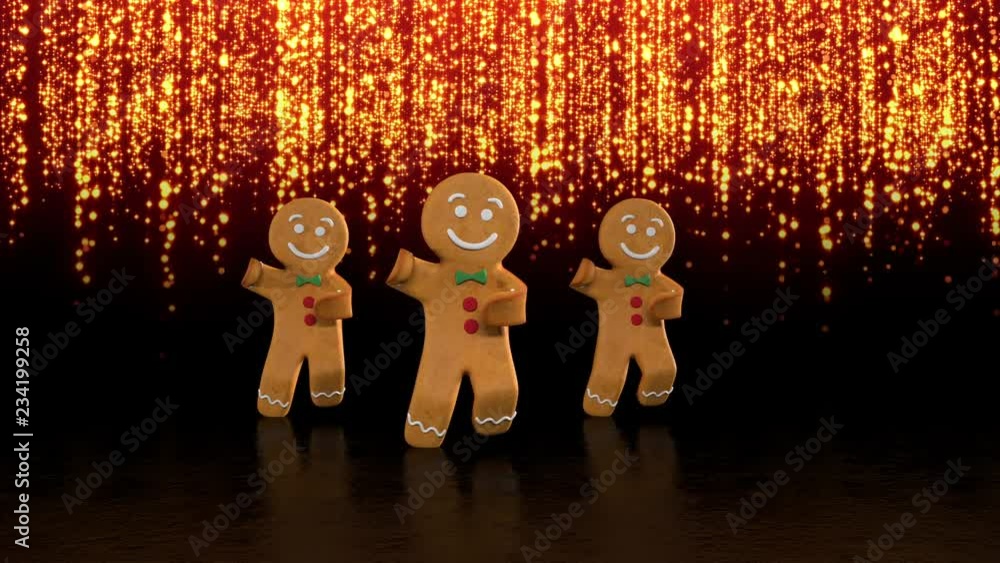 Vidéo Stock Christmas Gingerbread man Dancing gangnam style. Particles ...