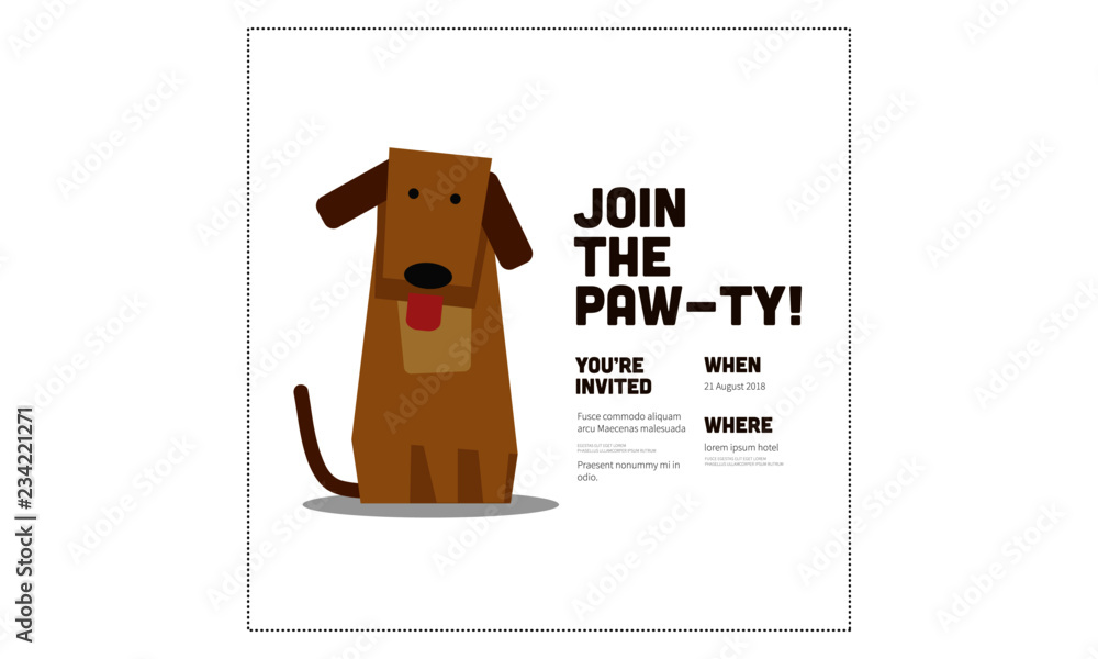 Join the Paw-ty Time Party Invitation Design with Dog Illustration ...