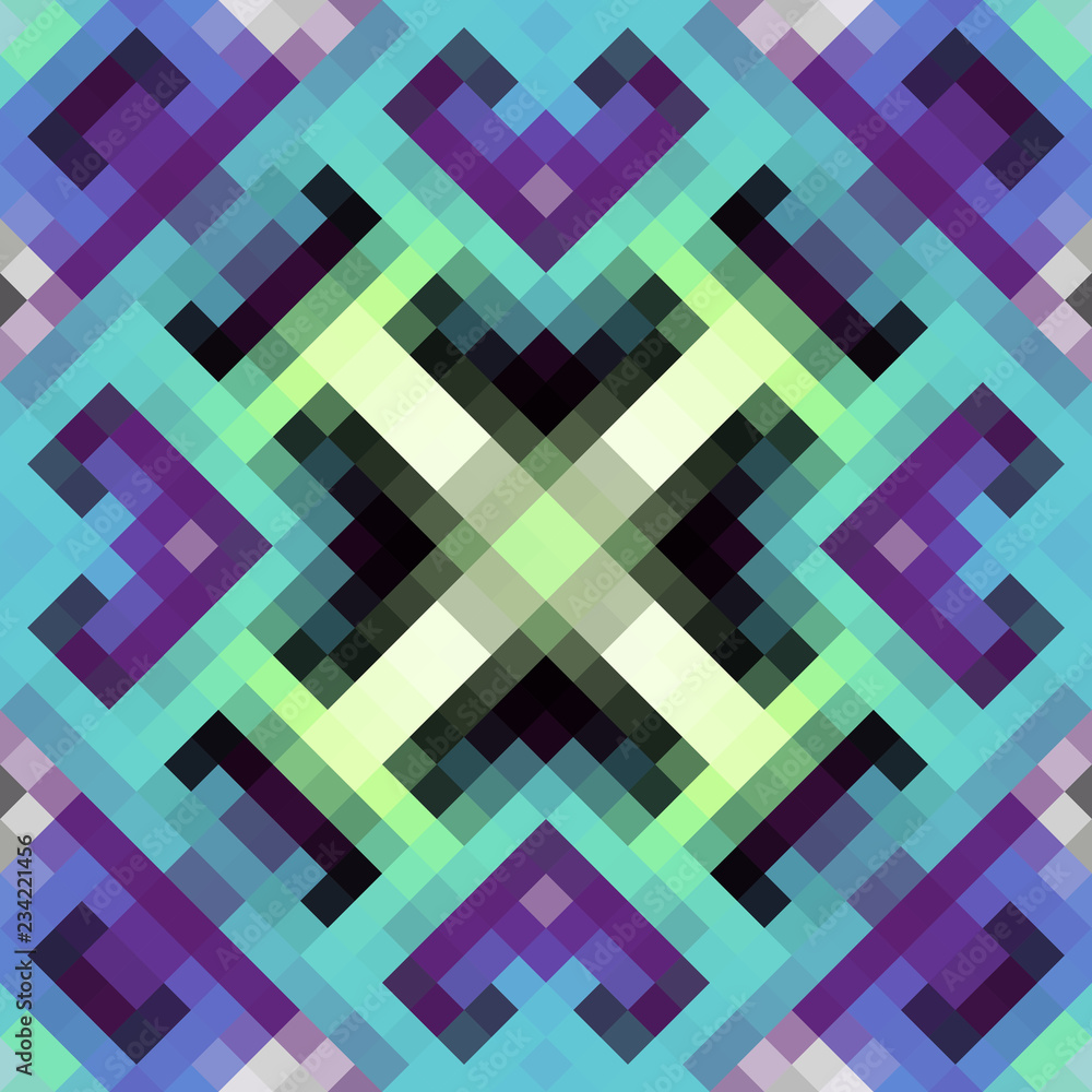 Geometric abstract symmetric pattern in pixel art style. Stock Vector ...