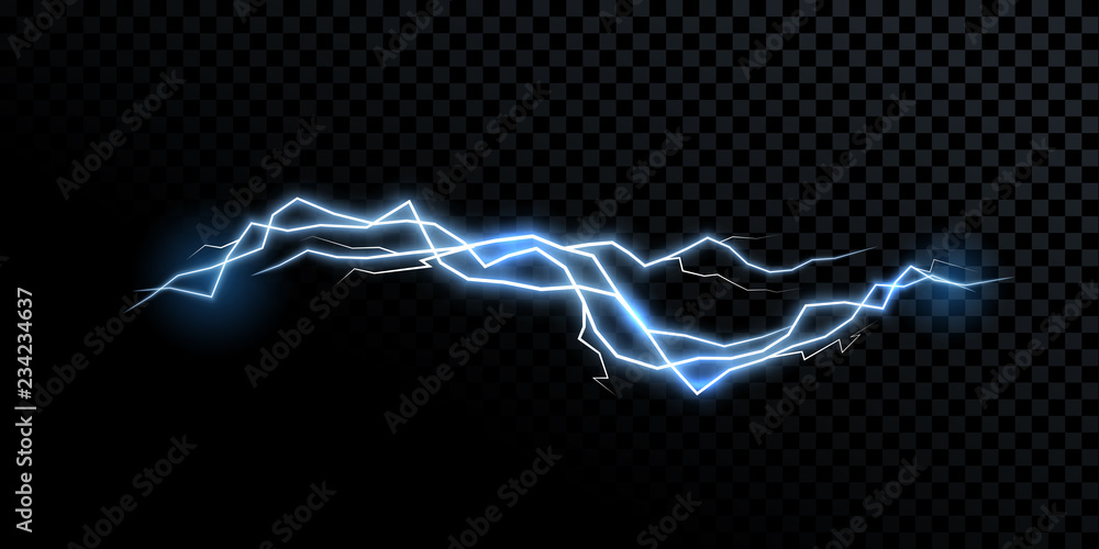 Electricity lightning thunderbolt vector realistic isolated thunder ...