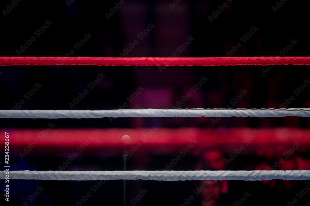 Boxing ring ropes with a blur spotlight Stock Photo | Adobe Stock