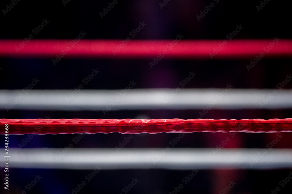 Boxing ring ropes with a blur spotlight Stock Photo | Adobe Stock
