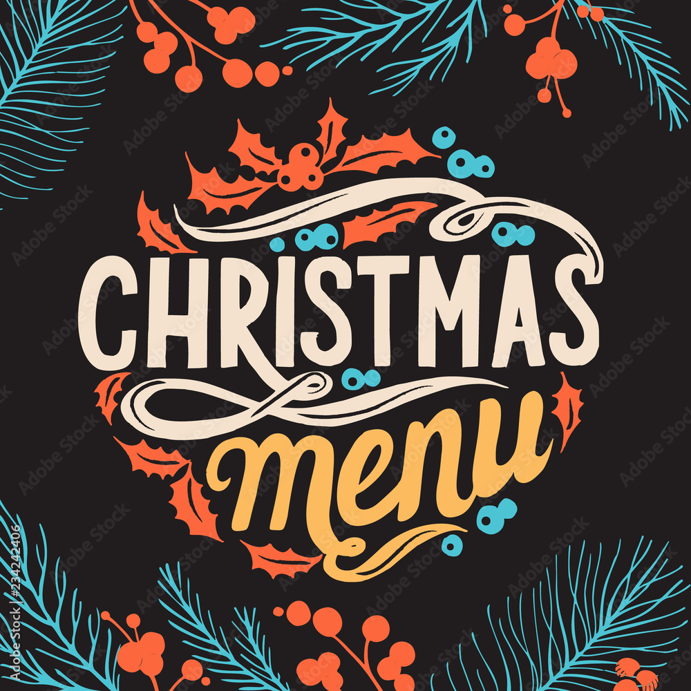 Christmas menu template for restaurant and cafe on a blackboard Stock ...