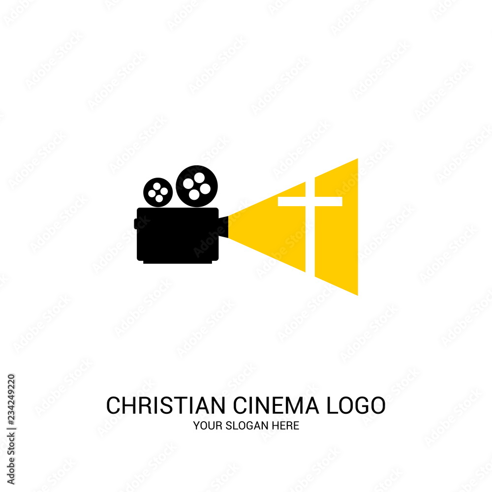 Christian cinema logo. Symbols of movies and videos for the ministry ...