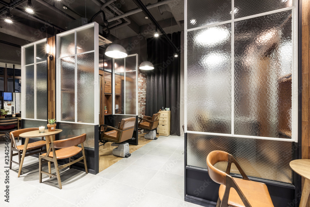 vintage style barber shop interior design idea. Stock Photo | Adobe Stock