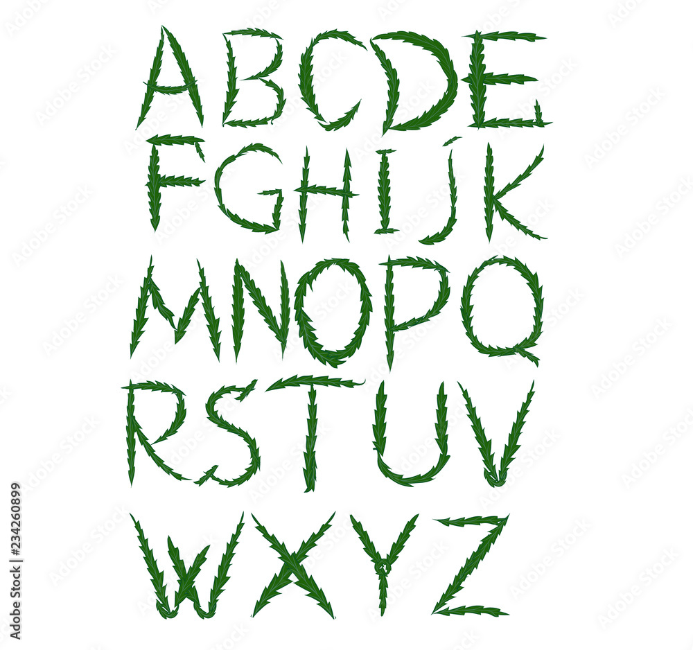 Alphabet. Letter of weed. Vector. Stock Vector | Adobe Stock