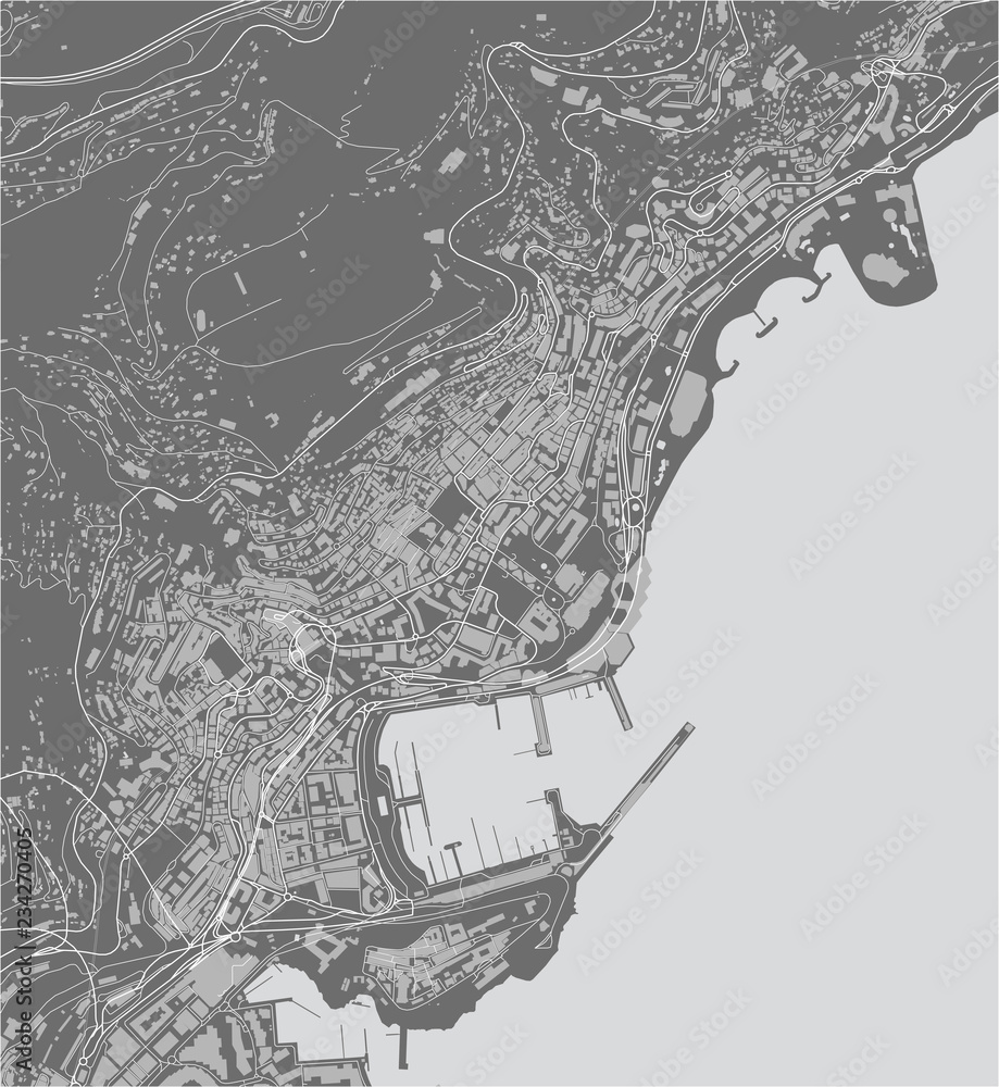 map of the city of Principality of Monaco, French Riviera Stock Vector ...