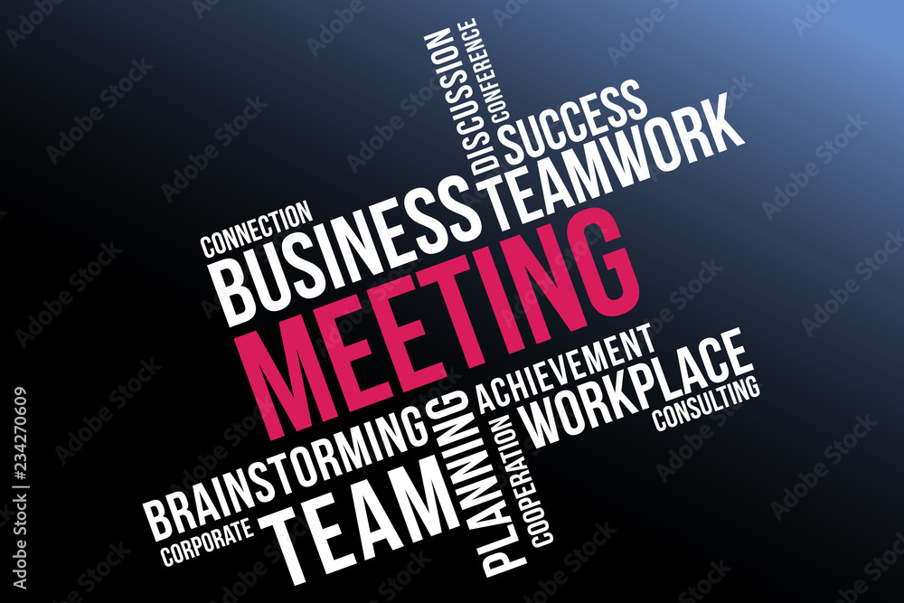 Meeting word cloud collage, Teamwork concept background. Stock Vector ...