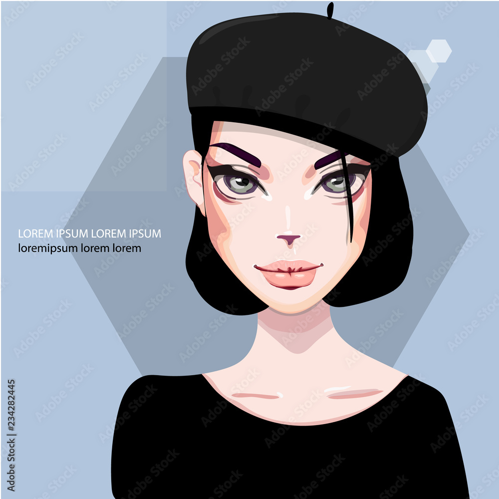 Girl boss. Fashion girl with red lips in sunglasses girl boss ...