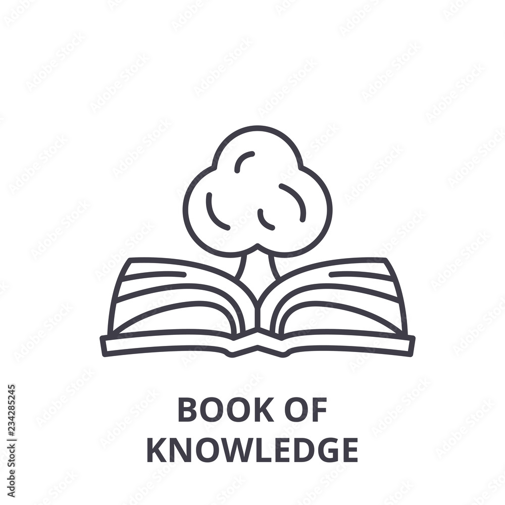 Book of knowledge line icon concept. Book of knowledge vector linear ...