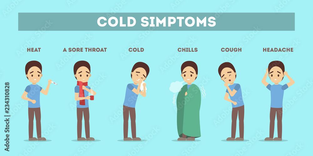 Cold and flu symptoms infographic. Fever and cough Stock Vector | Adobe ...