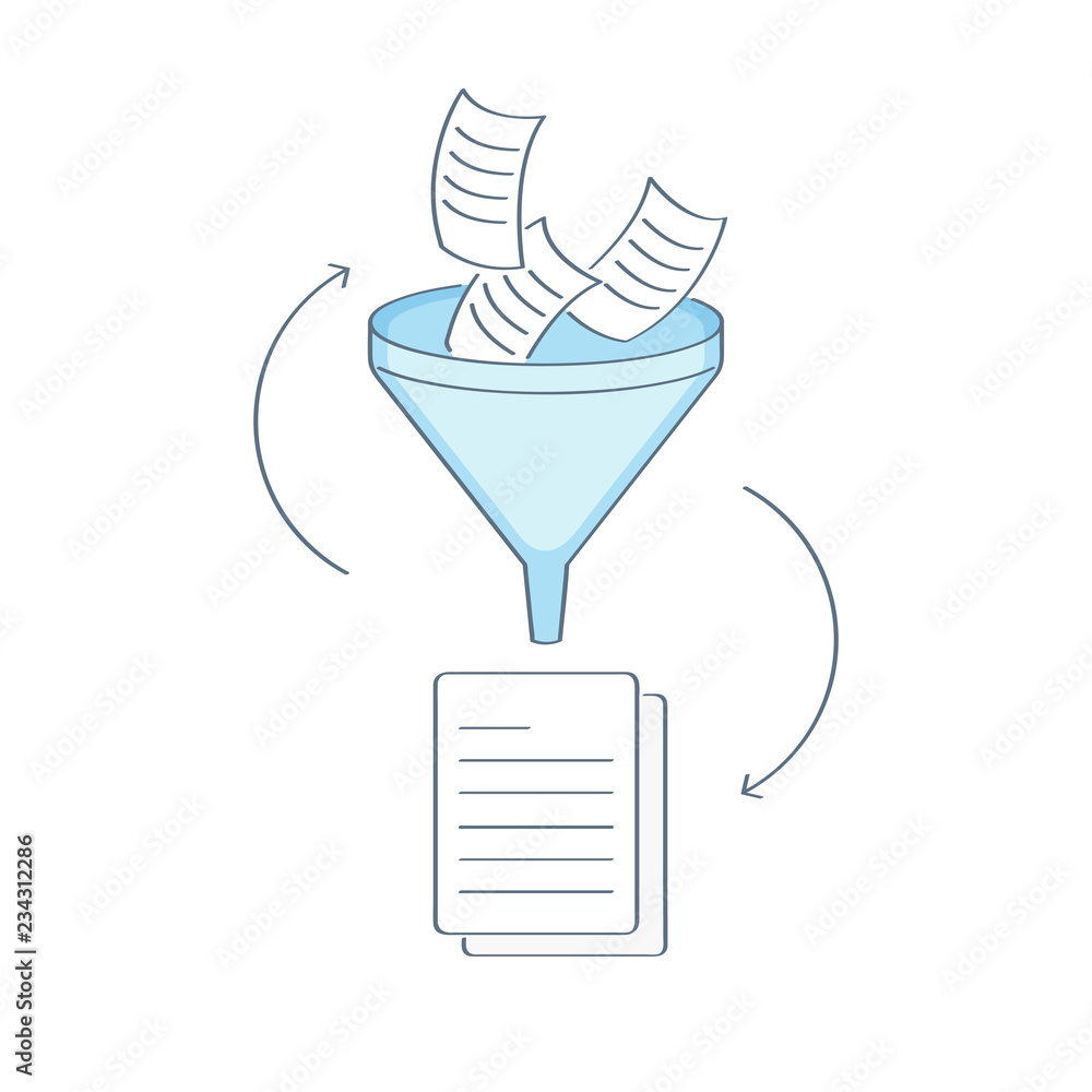 Filter icon vector funnel, document or information filtering concept ...