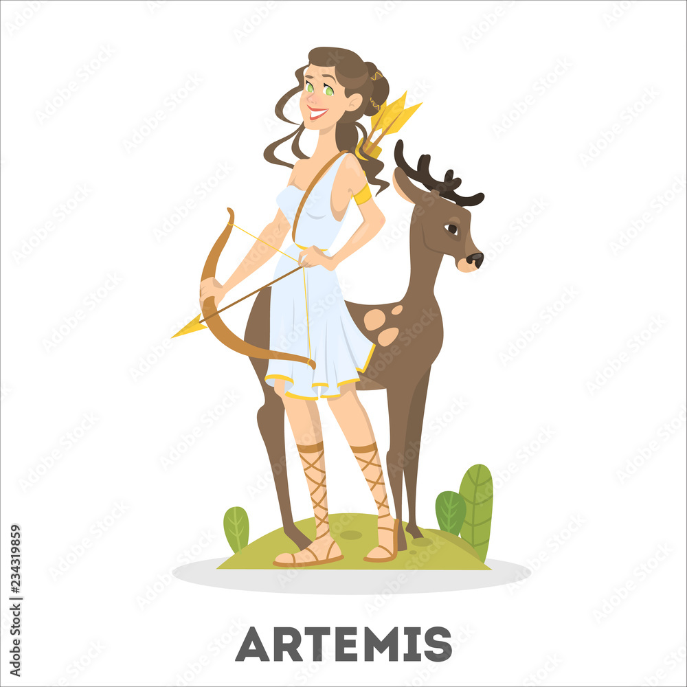 Artemis greek goddess from ancient mythology. Female character Stock ...