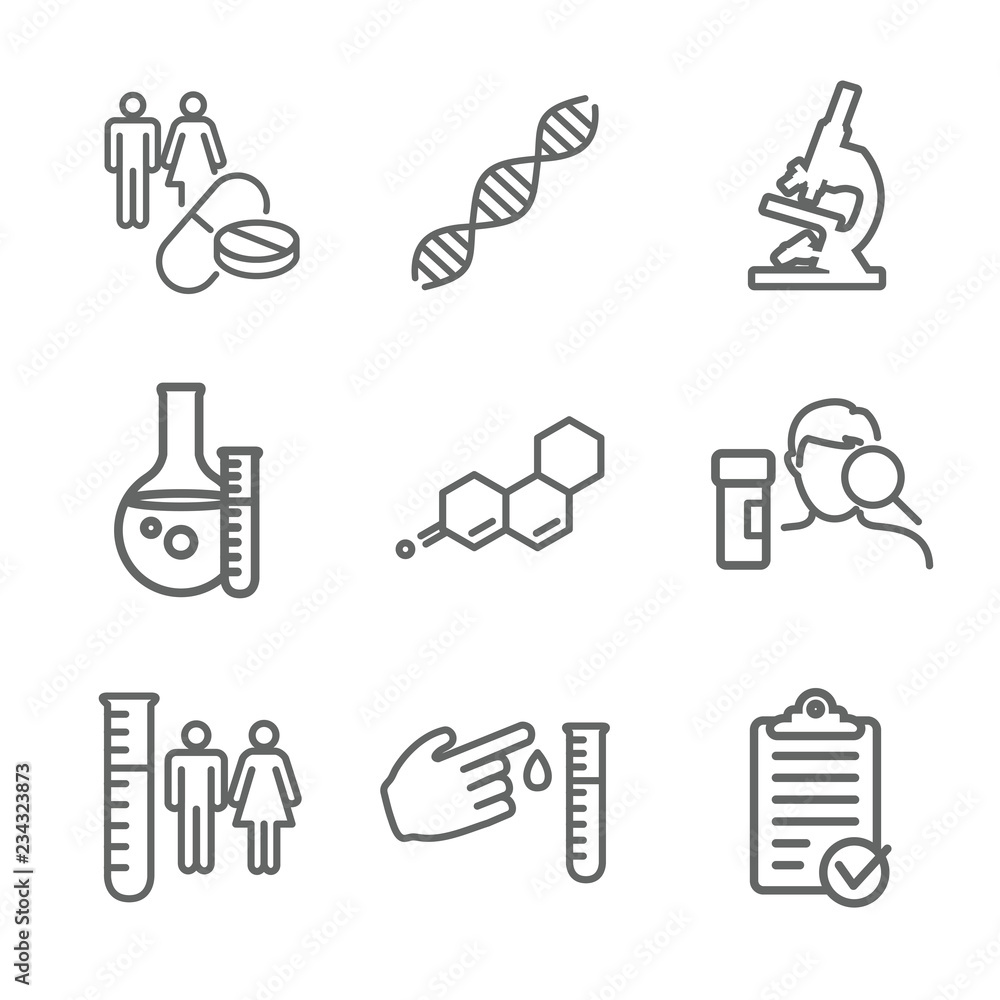 Medical Healthcare Icons with People Charting Disease or Scientific ...