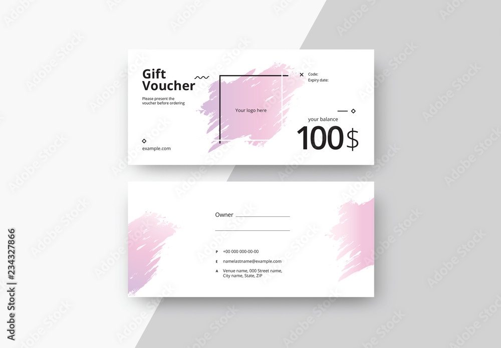 Gift Voucher Layout with Gradient Paint Strokes Stock Template | Adobe ...