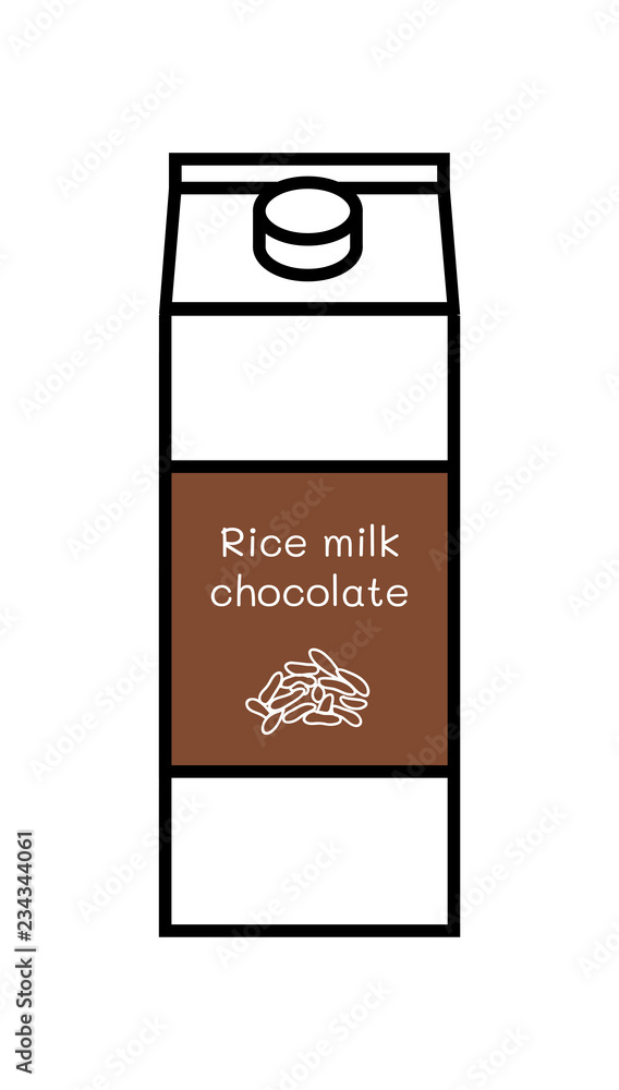Vector line icon of flavored vegan chocolate rice milk isolated on a ...