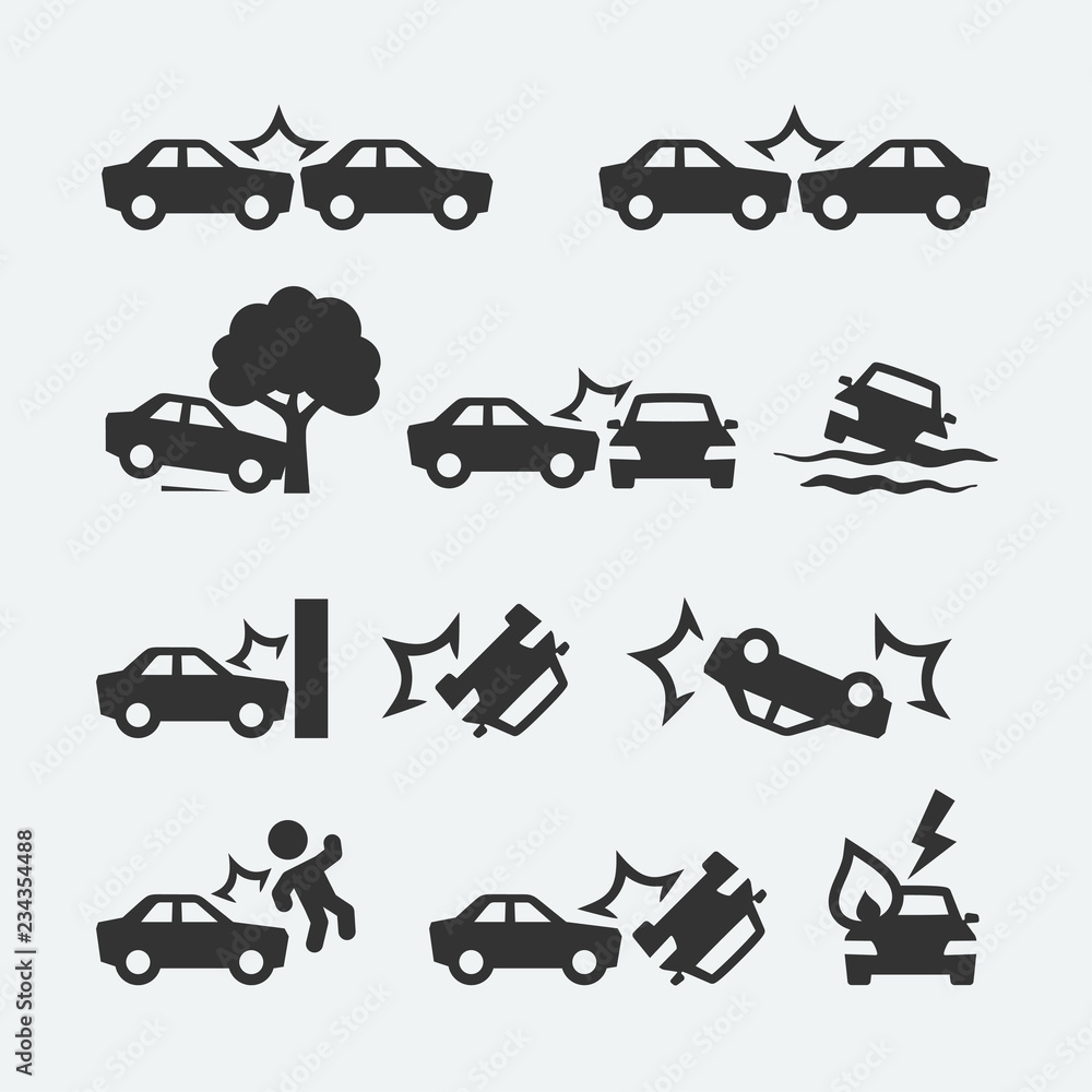 Car crash related icon set Stock Vector | Adobe Stock
