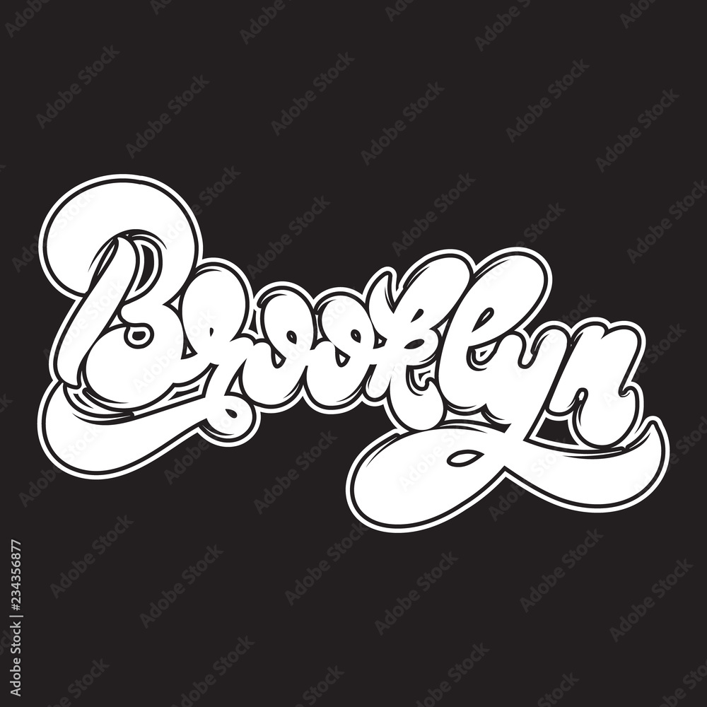 Brooklyn. Vector handwritten lettering made in old school style ...