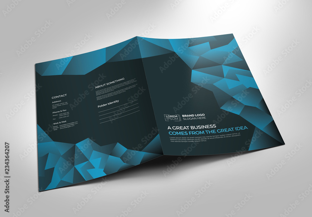 Blue and Black Presentation Folder Layout Stock Template | Adobe Stock
