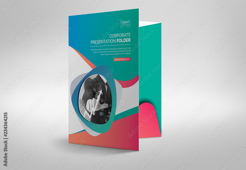 Presentation Folder Layout with Pink and Teal Gradients Stock Template ...