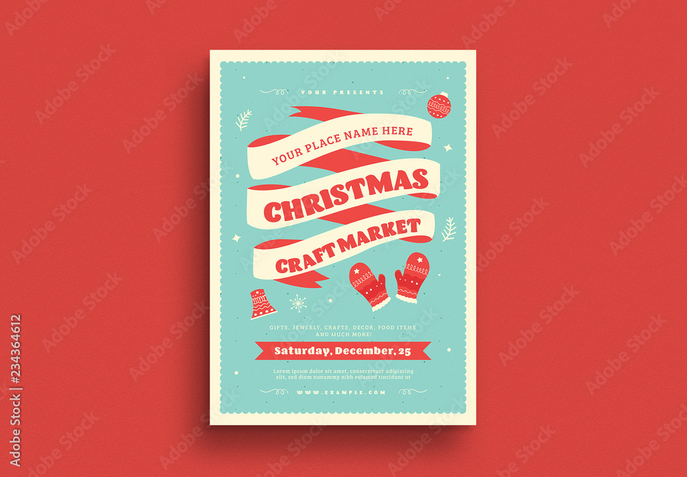 Christmas Craft Market Flyer Layout Stock Template | Adobe Stock