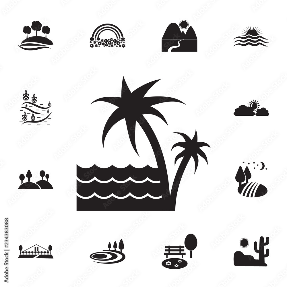 palms and the sea icon. Detailed set of landscapes icons. Premium ...