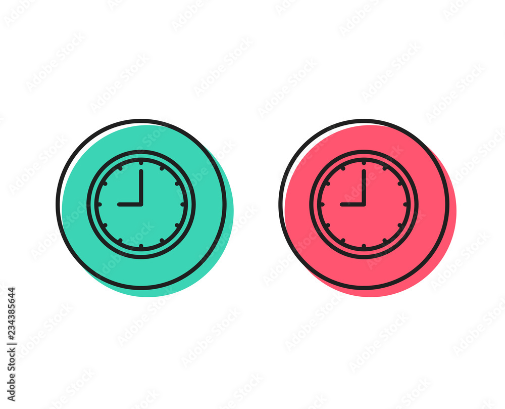 Clock line icon. Time sign. Office Watch or Timer symbol. Positive and ...