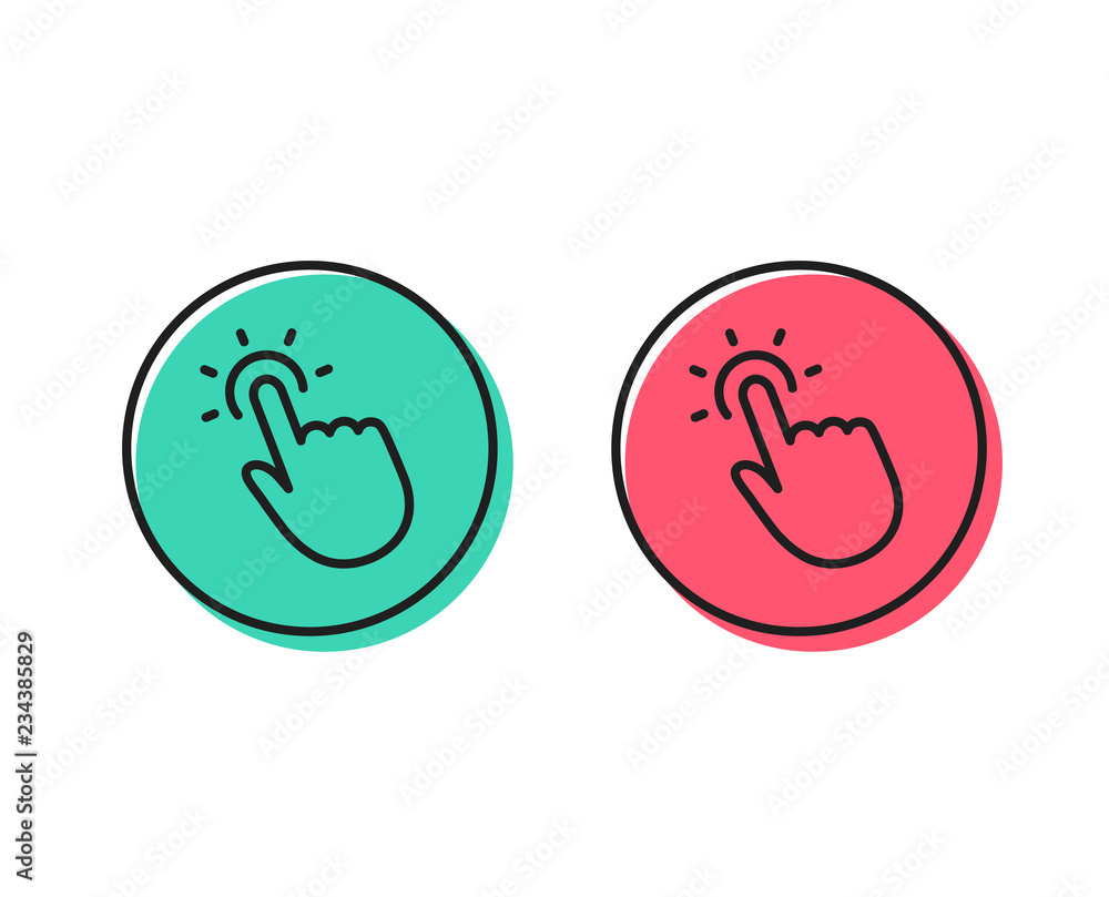 Touchpoint line icon. Click here sign. Touch technology symbol ...