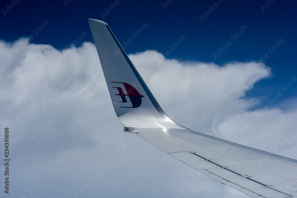 KLIA, MALAYSIA - MAY 2019 : MAS flight wing panorama with copy space ...