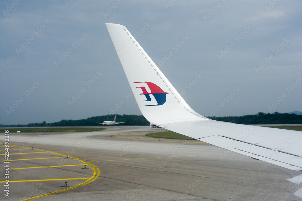KLIA, MALAYSIA - MAY 2019 : MAS flight wing panorama with copy space ...