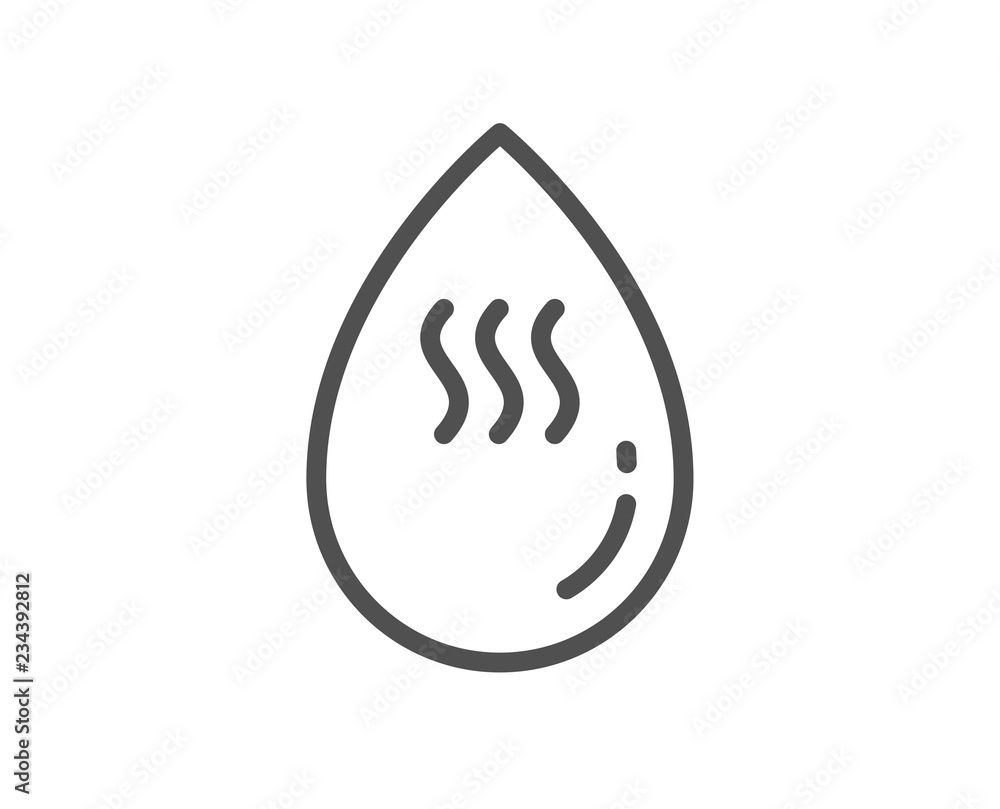 Hot water drop line icon. Clean aqua sign. Liquid symbol. Quality ...