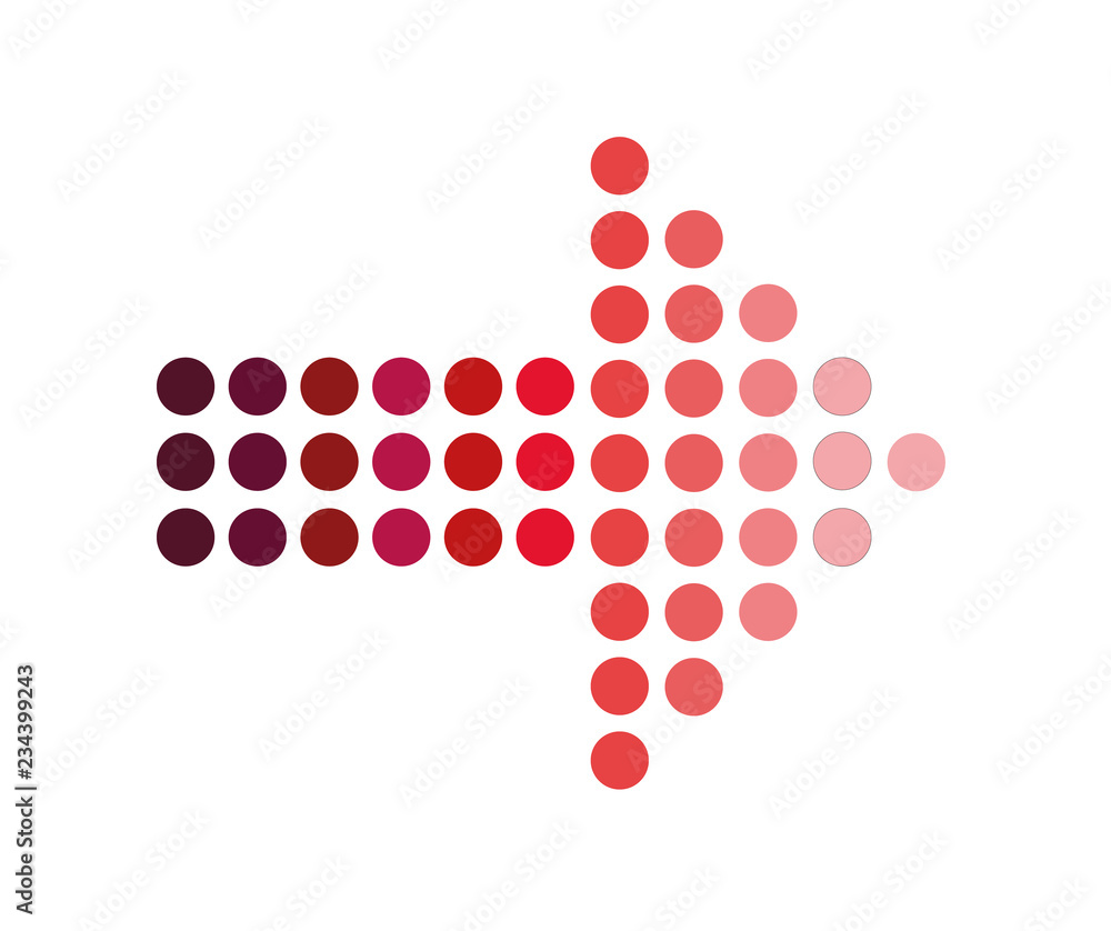 red dotted arrows on white background. red dot arrow sign. flat style ...