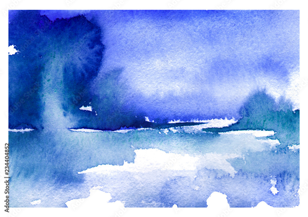 Watercolor abstract blue spot, blot. Colorful vintage background ...