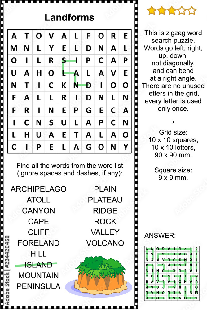 Landforms Themed Zigzag Word Search Puzzle suitable Both For Kids And landforms-themed-zigzag-word-search-puzzle-suitable-both-for-kids-and