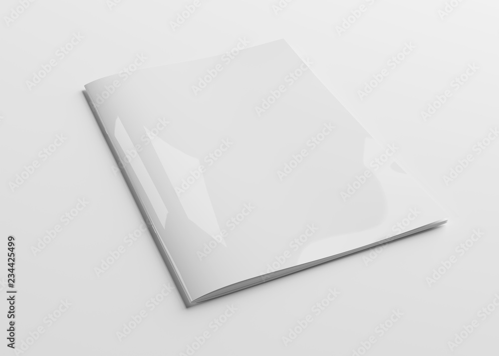 Isolated white magazine cover mockup on white 3d rendering Stock ...