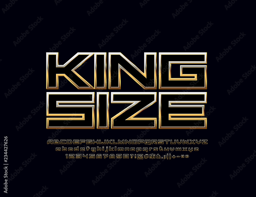 Vector King Size Golden Alphabet. Elegant Letters, Numbers and Symbols ...