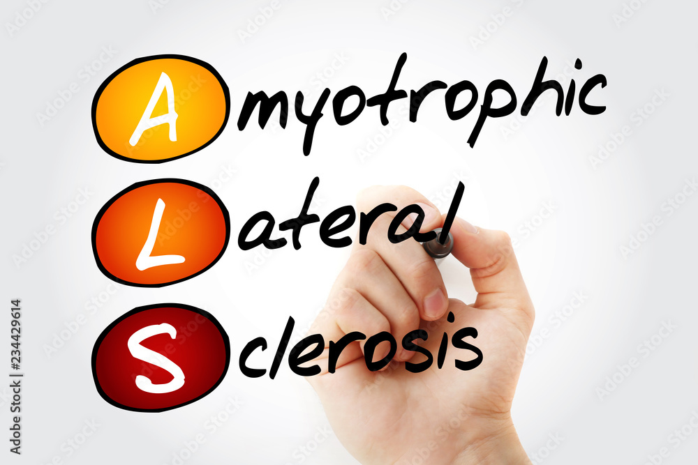 ALS - Amyotrophic Lateral Sclerosis, acronym health concept background ...