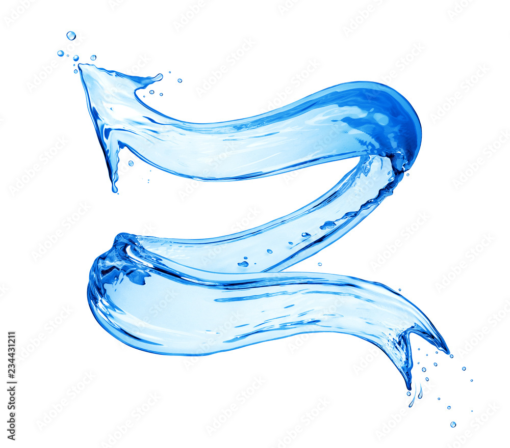 Curved arrow made of water splashes on a white background Stock Photo ...