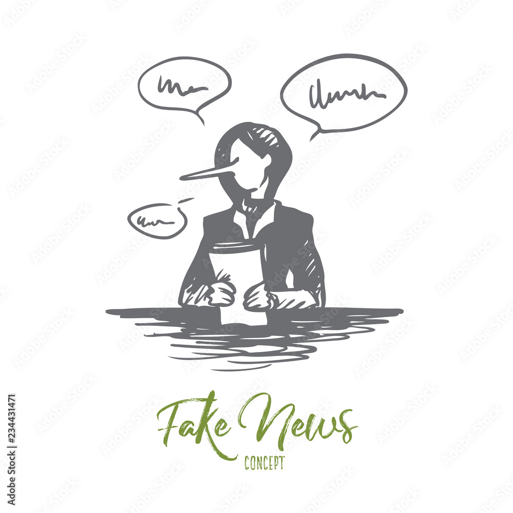 Fake news concept. Hand drawn isolated vector. Stock Vector | Adobe Stock