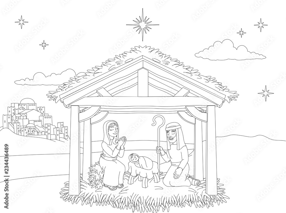 Baby Jesus Manger Coloring Page