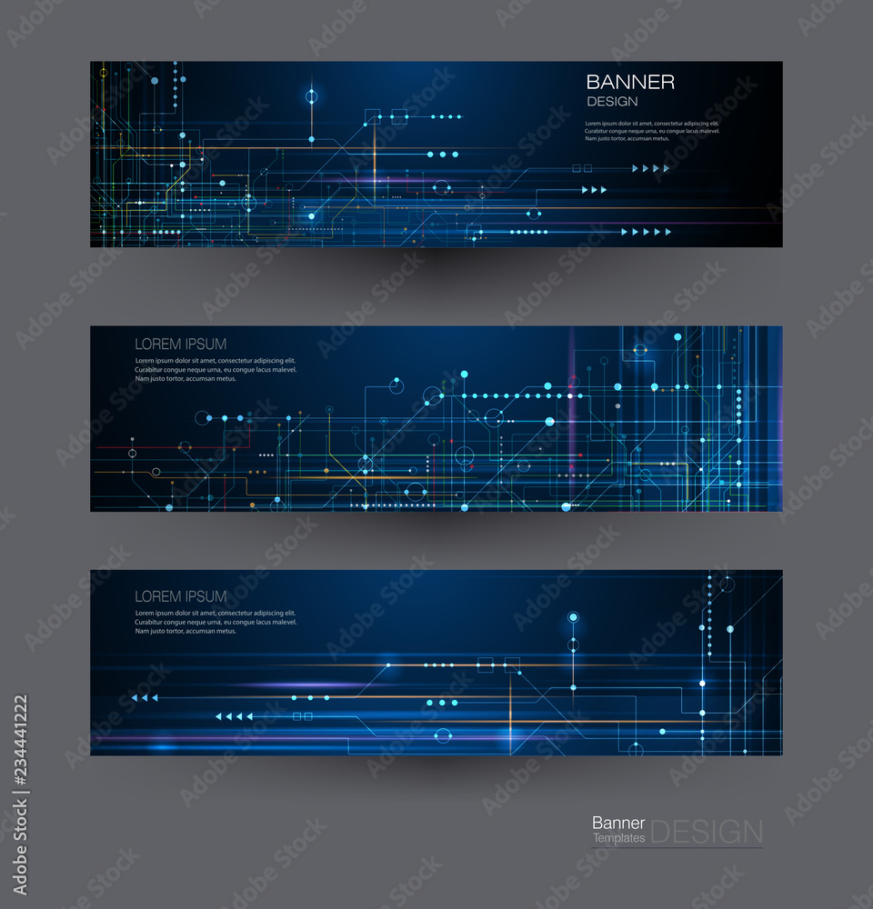Vector banner set design circuit board. Illustration Abstract modern ...