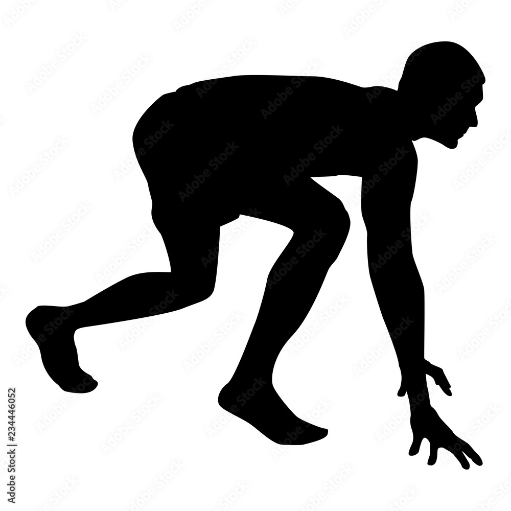 Runner preparing to start running Start running Runner in ready posture ... Runner preparing to start running Start running Runner in ready posture ...