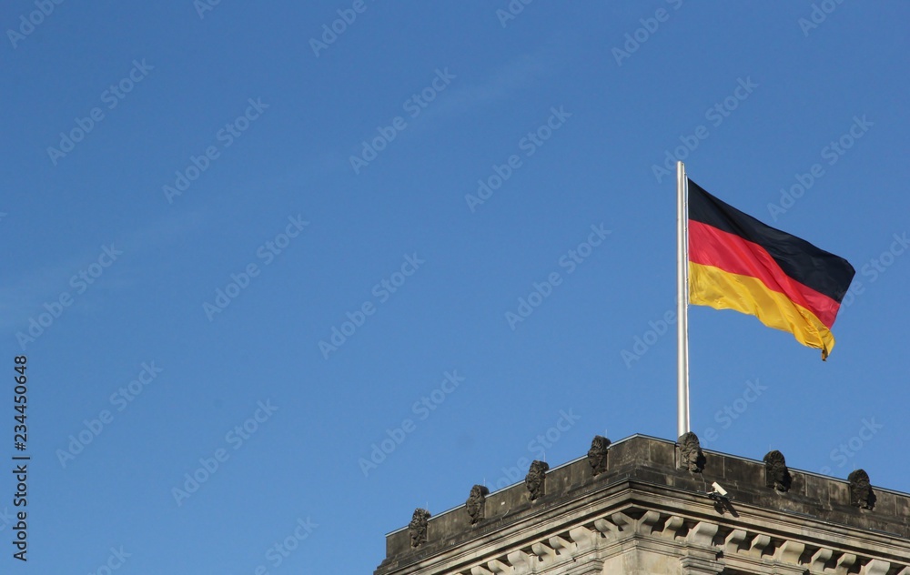 German Flag (German: Deutschland Flagge). Tricolour consisting of three ...