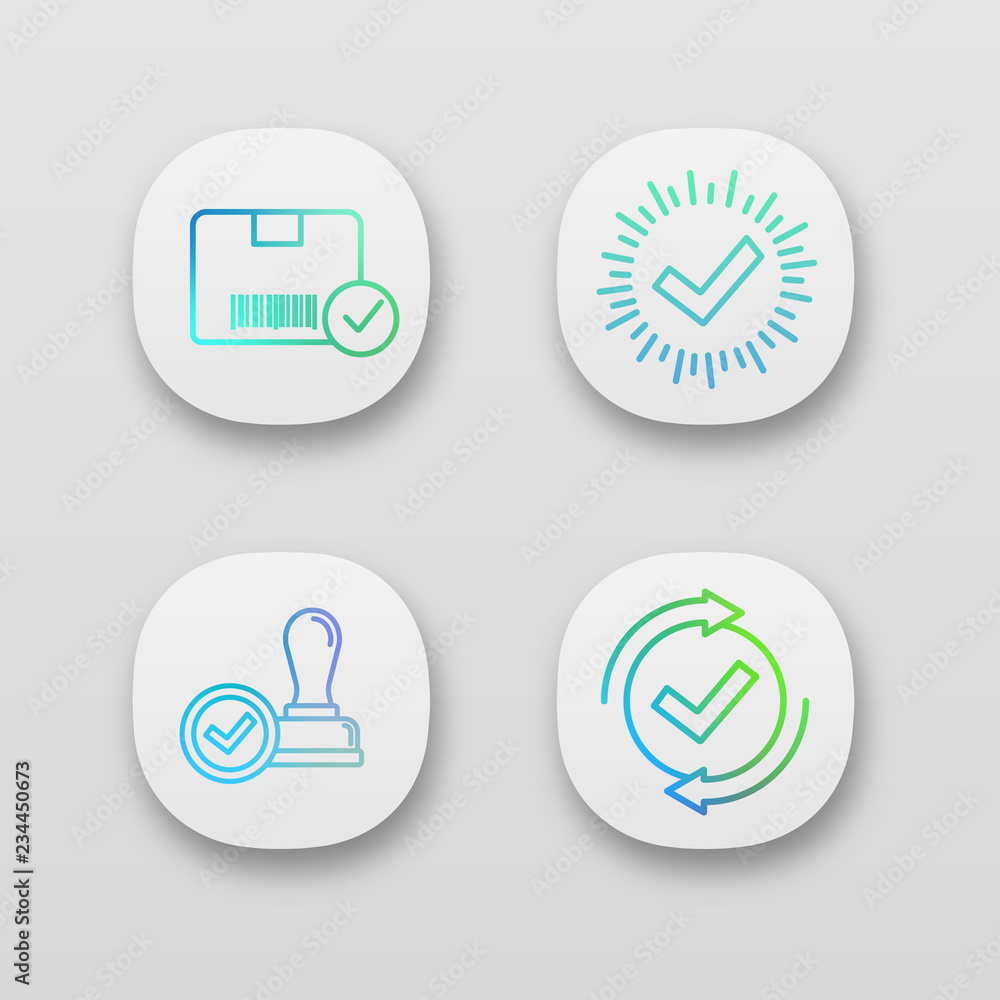 Approve app icons set Stock Vector | Adobe Stock