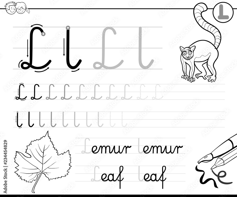 how to write letter L workbook Stock Vector | Adobe Stock