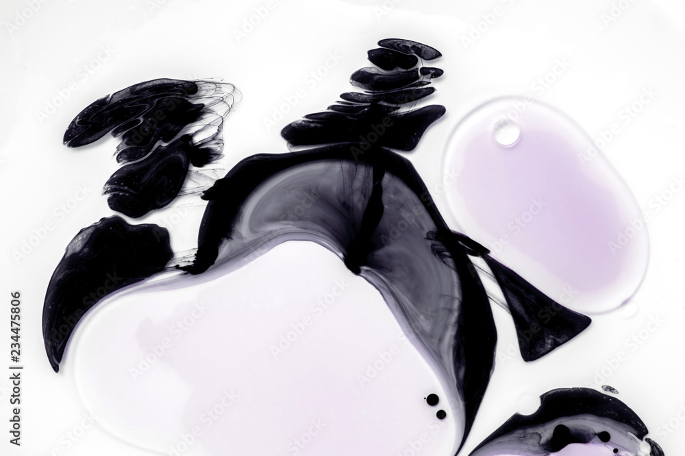 Messy ink background. Black on white texture. Abstract textured brush ...